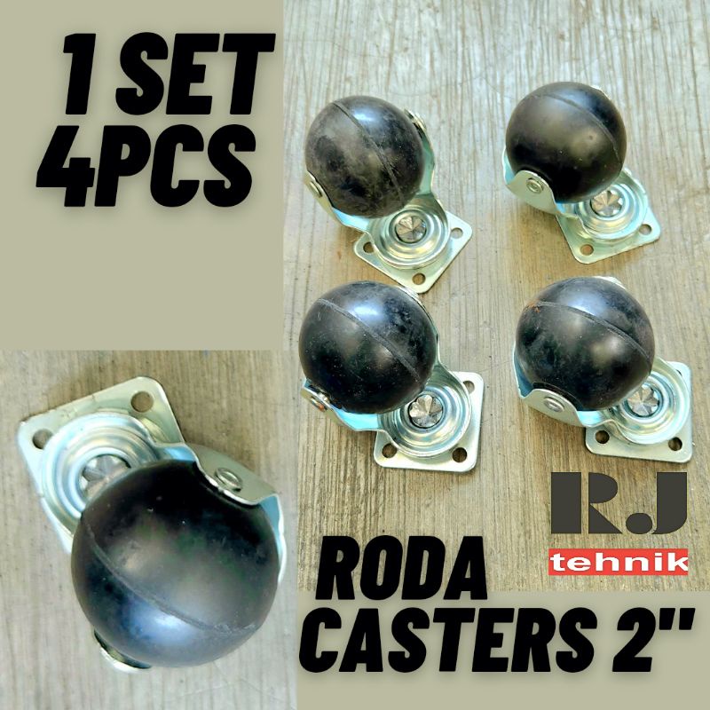 Jual Roda Caster Kastor Karet 2" inch Bulat Hidup Putar Troli Meja ...
