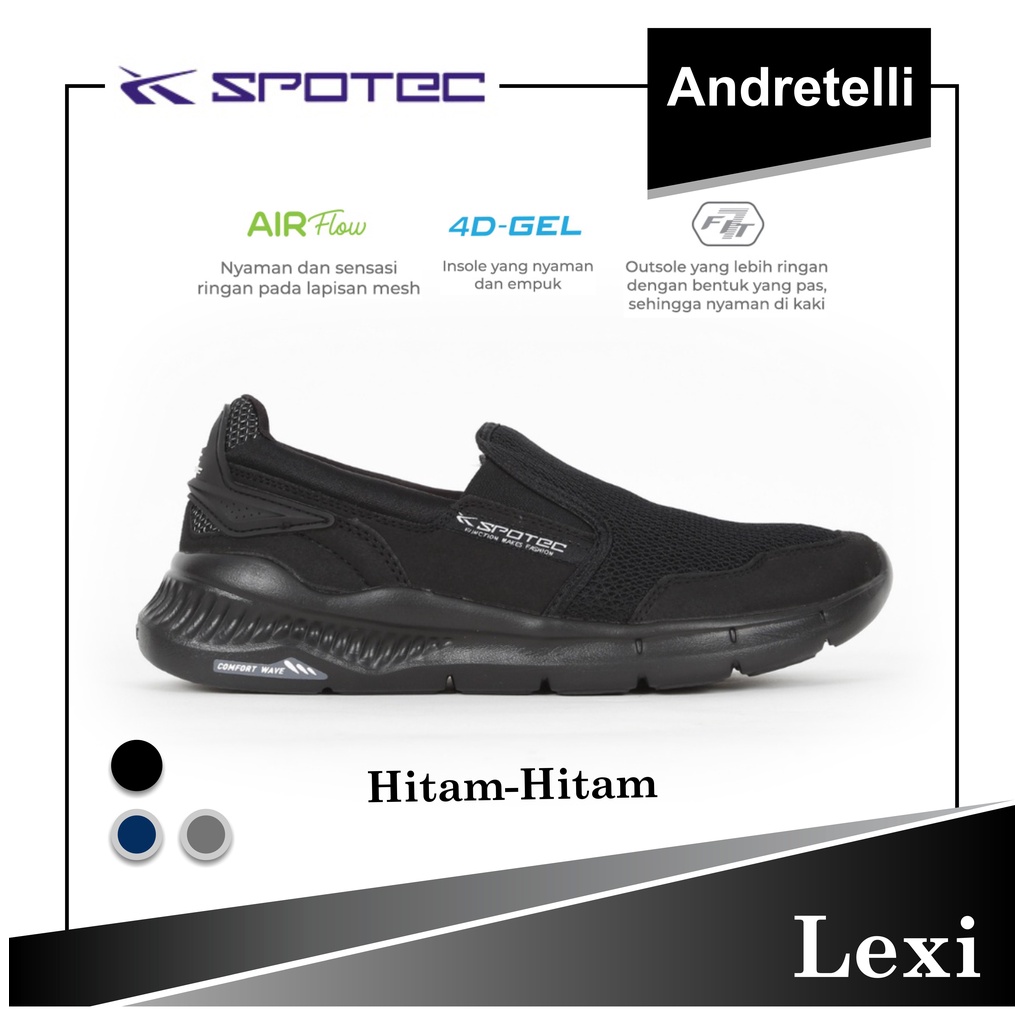 Jual SPOTEC LEXI Sepatu Walking HITAM/HITAM | Shopee Indonesia