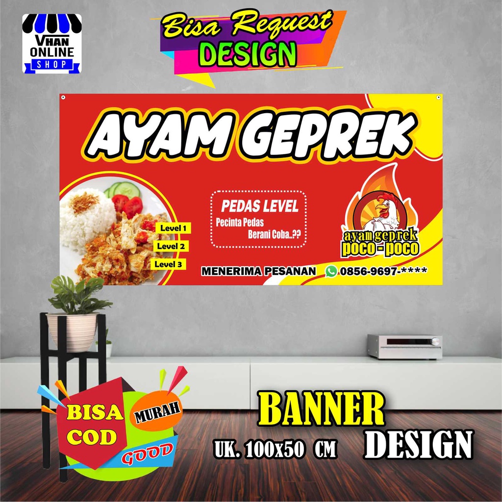 Jual Spanduk Banner Ayam Geprek, Chicken Crispy, Tebal Bagus | Shopee ...