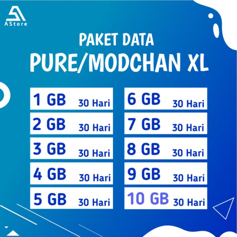 Jual PAKET DATA PURE / MODCHAN XL | FULL 24 JAM | 30 HARI | ALL ZONA 1 GB 2 GB 3 GB 4 GB 5 GB 6 ...
