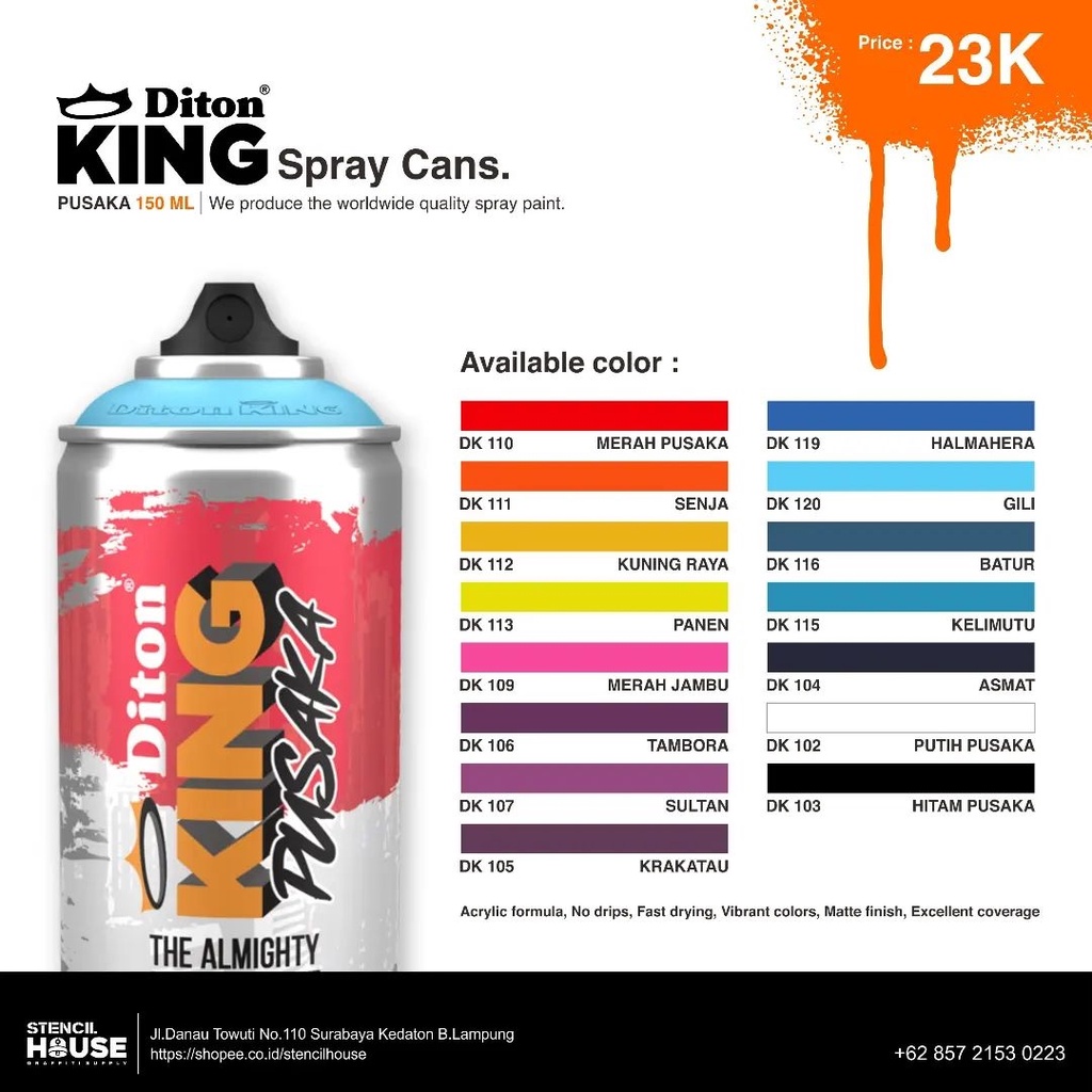 Jual cat semprot spray paint diton king 150ml | Shopee Indonesia