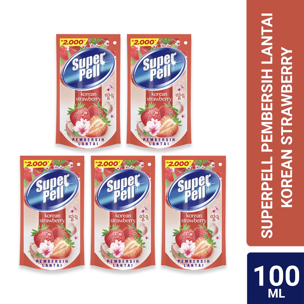 Jual SUPERPELL PEMBERSIH LANTAI KOREAN STRAWBERRY 100ML x 5 pack | Shopee Indonesia