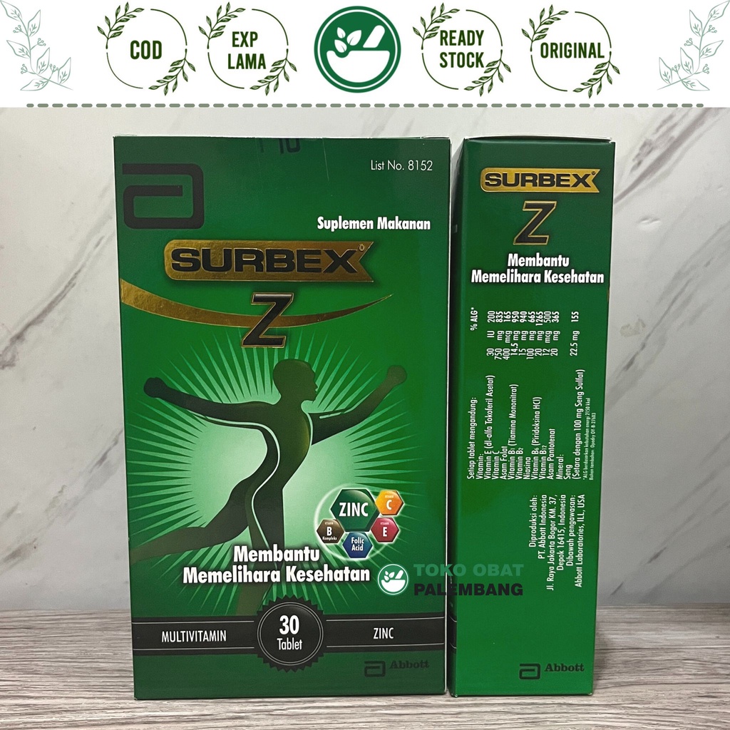 Jual SURBEX Z 30 TABLET SUPLEMEN MEMELIHARA STAMINA DAYA TAHAN TUBUH ...