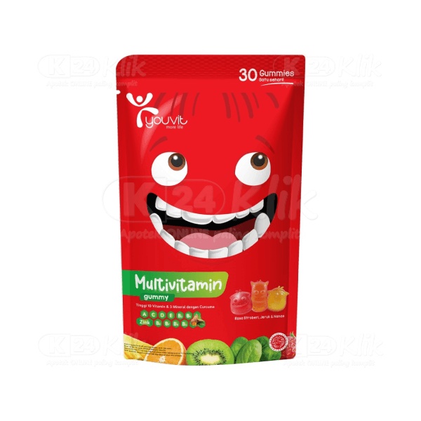 Jual YOUVIT MULTIVITAMIN GUM KIDS MIX FRUIT ((1 Pack isi 30 gummies) | Shopee Indonesia