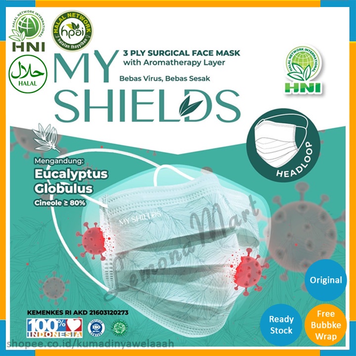 Jual MY SHIELDS - HNI HPAI - Masker Medis 3 Lapis Tipe Headloop dengan ...