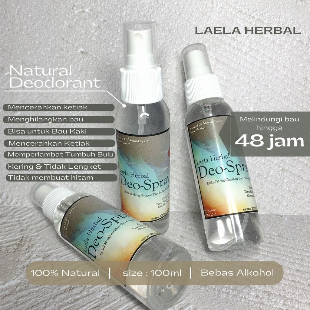 Jual NATURAL DEO SPRAY DEODORANT LAELA HERBAL DEODORAN TAWAS | Shopee ...
