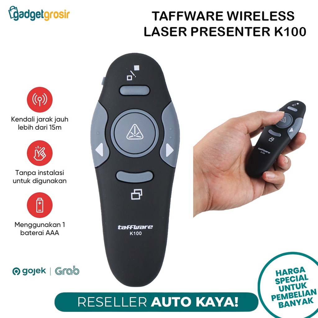 Jual Taffware RF Wireless Laser Presenter Pen Remote Control Pen Power ...
