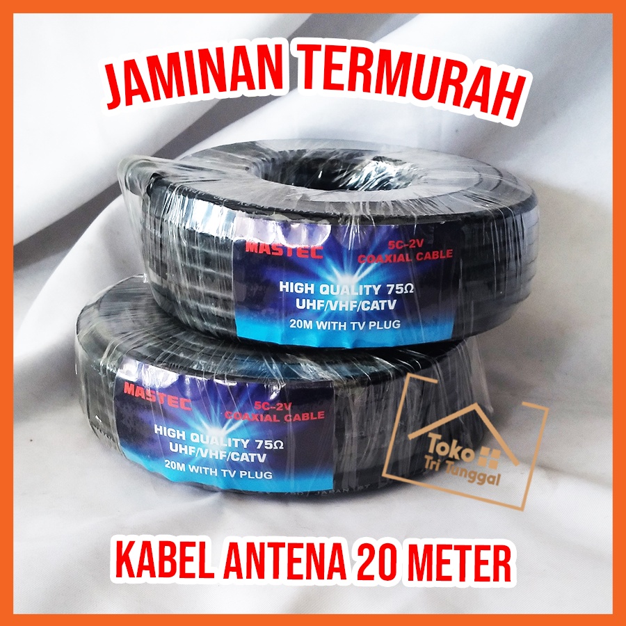 Jual Kabel Antena TV 15 20 Meter Model Hitam + Jack Jek Colokan Coaxial Anten Dalam Luar LED LCD ...