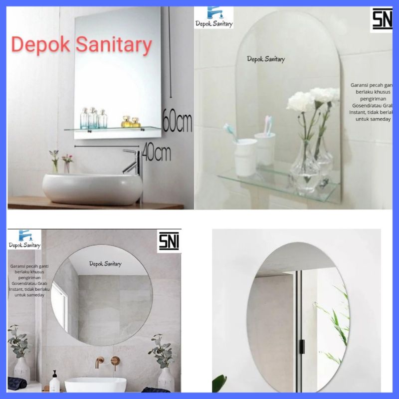 Jual Cermin kamar mandi/cermin bulat kotak oval 50cm/ kaca cermin ...
