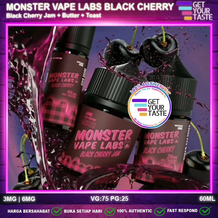 Jual Liquid Monster Vape Labs Black Cherry USA 60ML by Jam Monster x ...