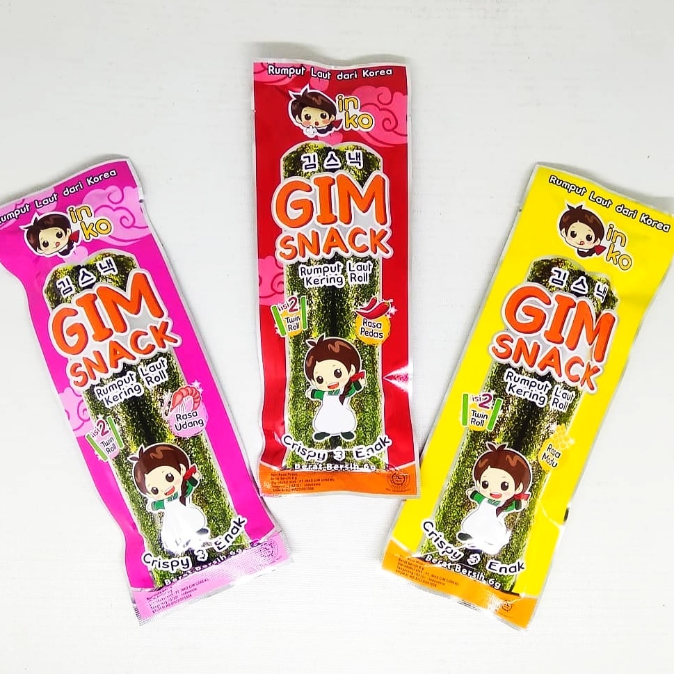 Jual Gim Snack Korean Seaweed Rumput Laut Kering Roll - Netto 6 gram ...