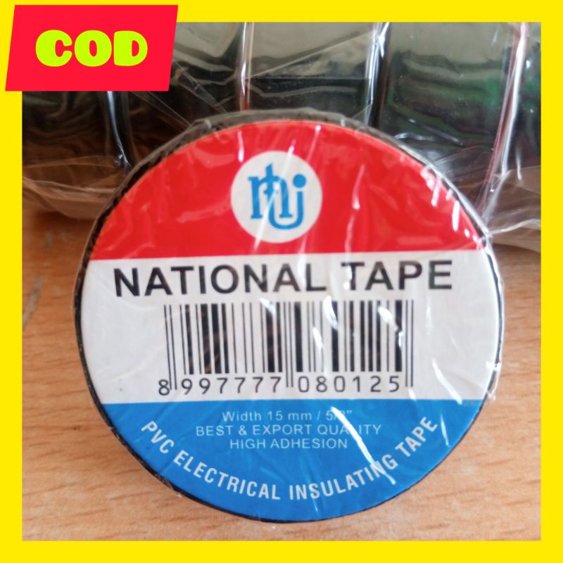 Jual Isolasi listrik national tape kecil hitam 15mm panjang 4 yard ...