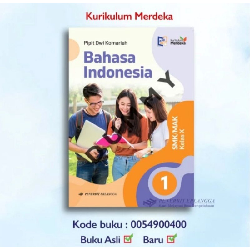 Jual ORI buku teks bahasa Indonesia kurikulum merdeka untuk SMK kelas 10 penerbit Erlangga ...