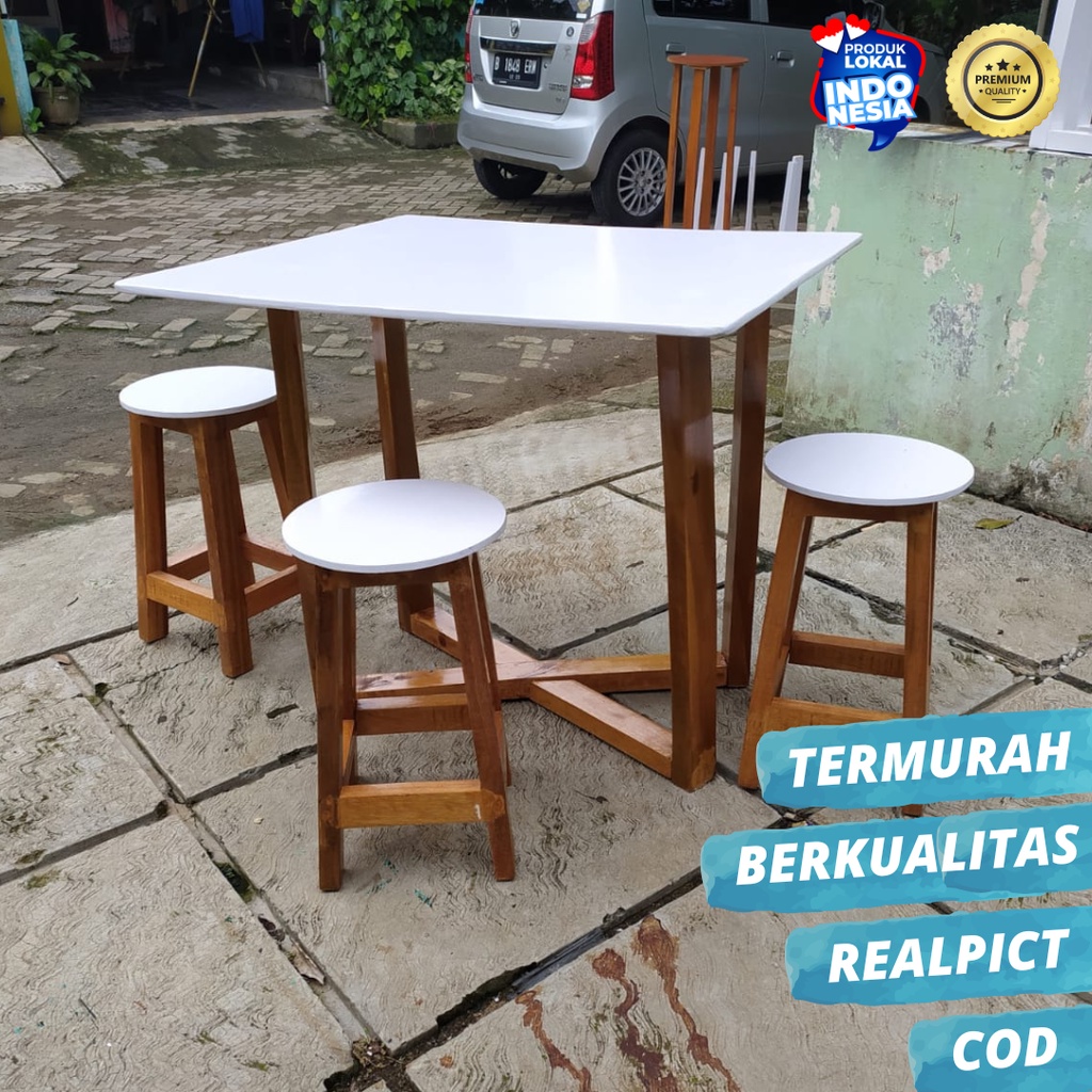 Jual Meja Aesthetic Minimalis Meja Teras Kayu Meja Cafe Set Japandi ...