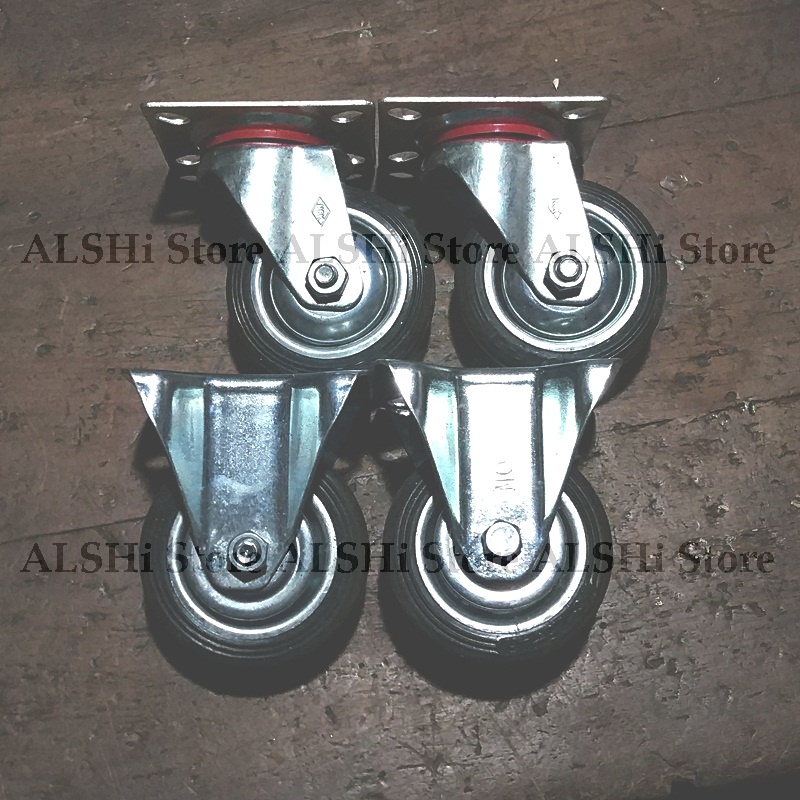 Jual Roda Casters Hidup Mati Etalase Karet Gepeng Swivel 4"inch ...