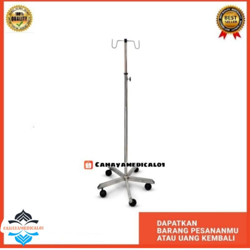 Jual Tiang infus kaki 5 stainless / Tiang infus stainless / Tiang infus ...