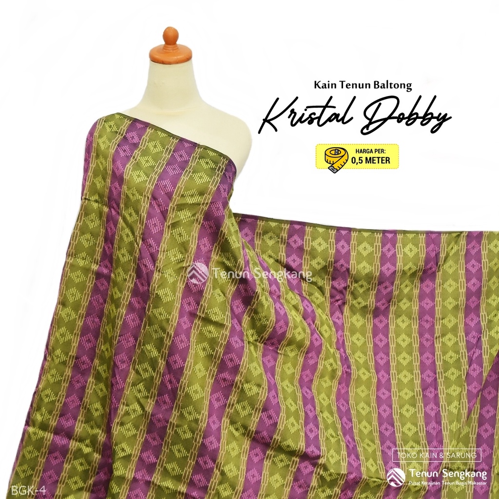 Jual Kain Tenun Baltong Kristal Dobby Sutra Bugis Makassar Pink Hijau Krem - Tenun Sengkang BGK ...