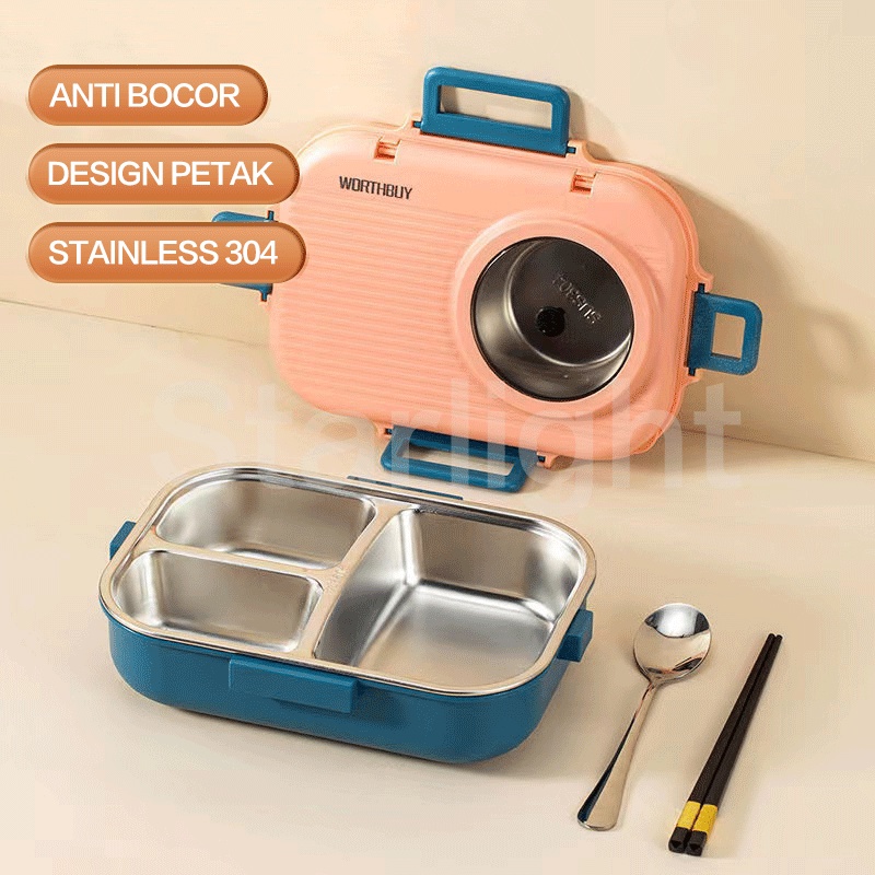Jual Starlight Kotak Makan 3 Sekat Lunch Box Stainless Tahan Panas Dan ...