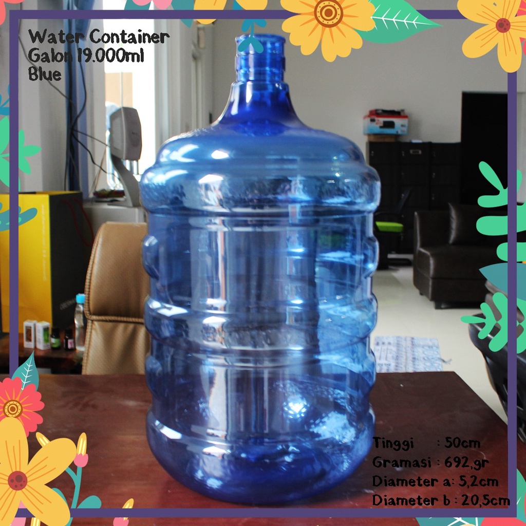 Jual GALON PLASTIK 20 LITER 19LITER 20000ML 19000ML 19 LITER POLOS BIRU ...
