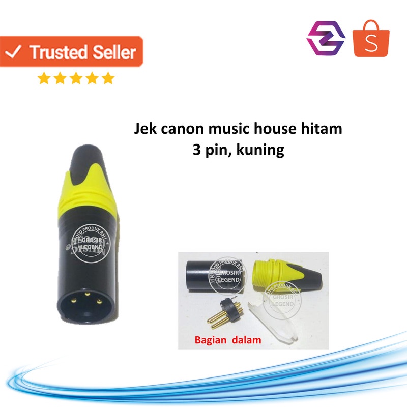 Jual Jack jak jek canon cannon 3 pin hitam merk Music House warna kuning | Shopee Indonesia