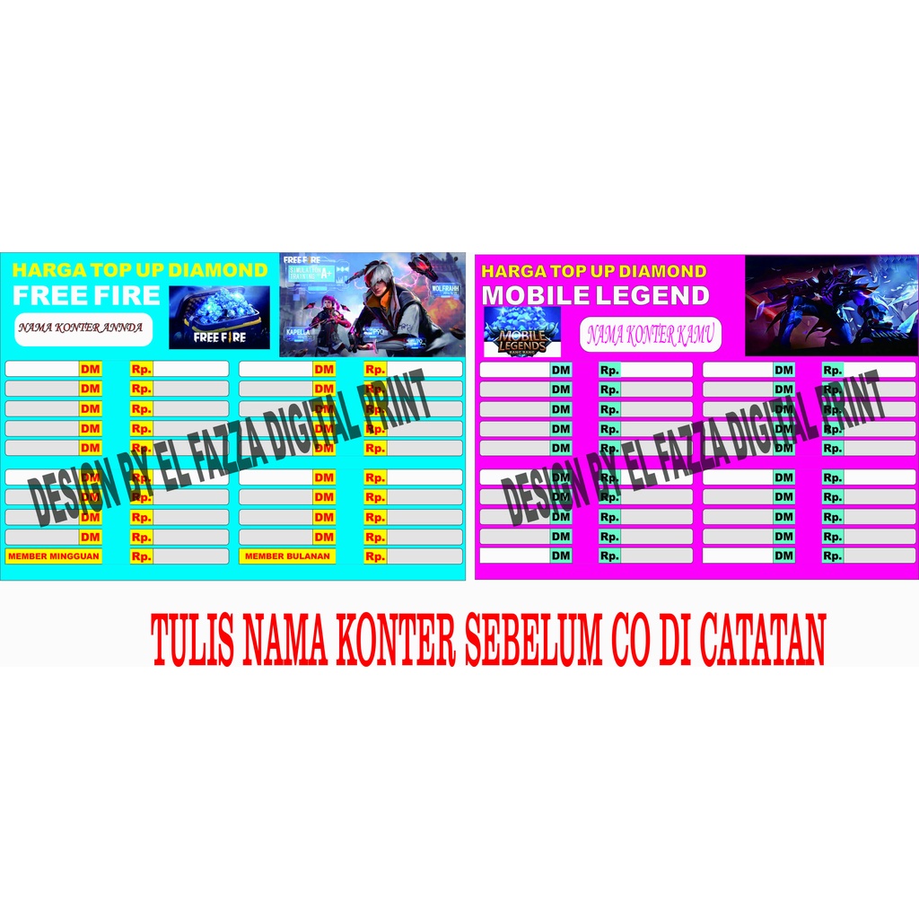 Jual CUSTOM DAFTAR HARGA FF / BROSUR HARGA FF / PAMFLET HARGA FF ...