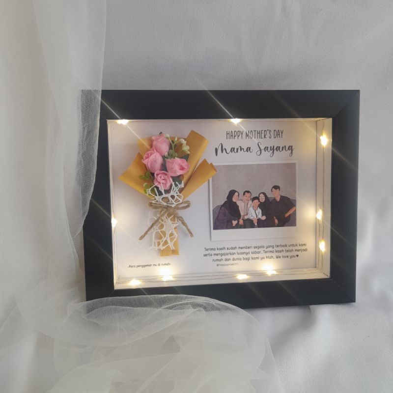 Jual FLOWER IN FRAME + LAMPU | BINGKAI 3D | ARTIFICIAL | KADO | KADO ...