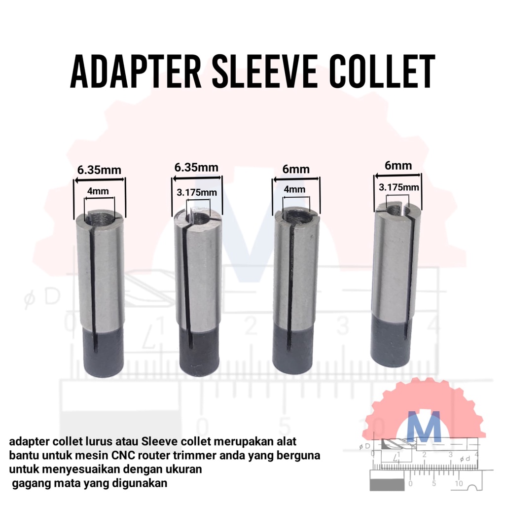 Jual Adapter Collet Sleeve Collet Lurus untuk trimmer router CNC ...