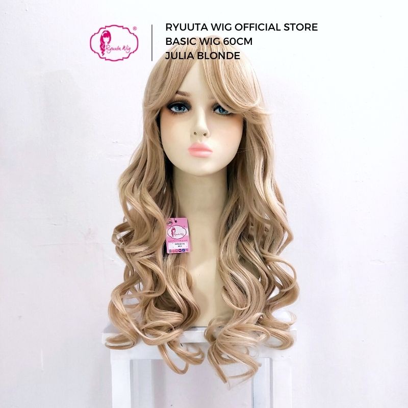 Jual Ryuuta Wig Basic Cap Gelombang Panjang Julia Blonde Pirang 24 inch 60 cm Cosplay | Shopee ...