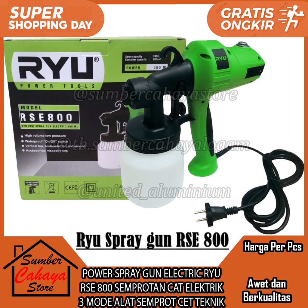 Jual POWER SPRAY GUN ELECTRIC RYU RSE 800 SEMPROTAN CAT ELEKTRIK 3 MODE ...