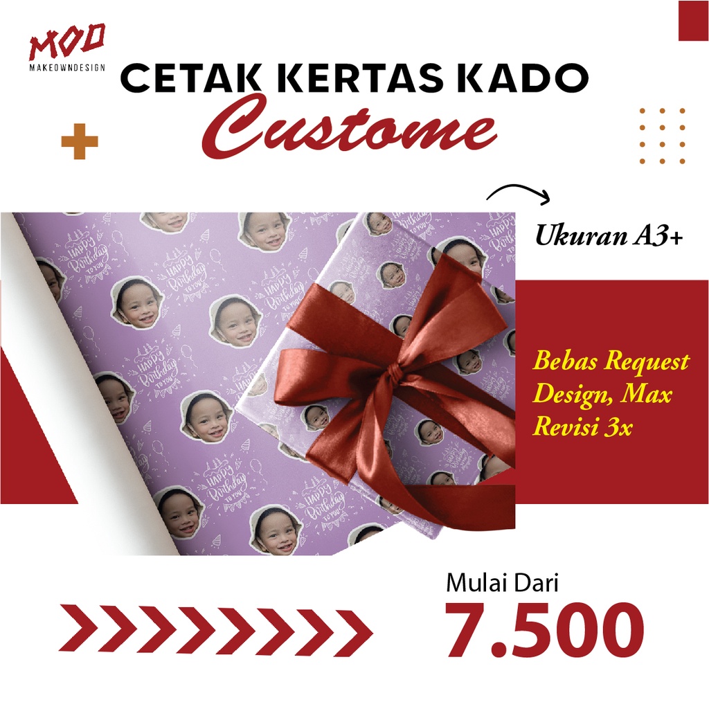 Jual KERTAS KADO CUSTOM (3 lembar A3+) pakai foto sendiri/idol bias ...