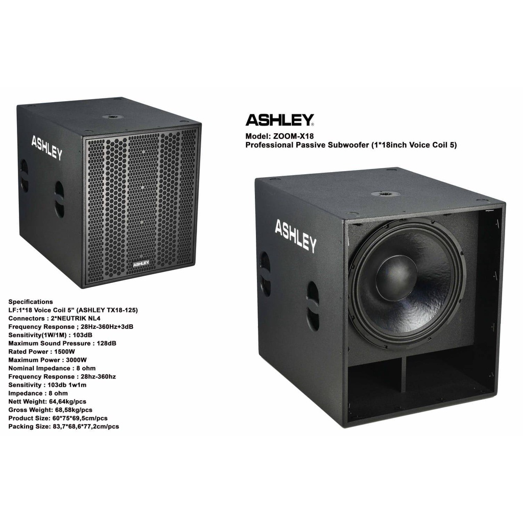 Jual SPEAKER PASIF SUBWOOFER ASHLEY ZOOM X18 ZOOMX18 18 INC ORIGINAL ...