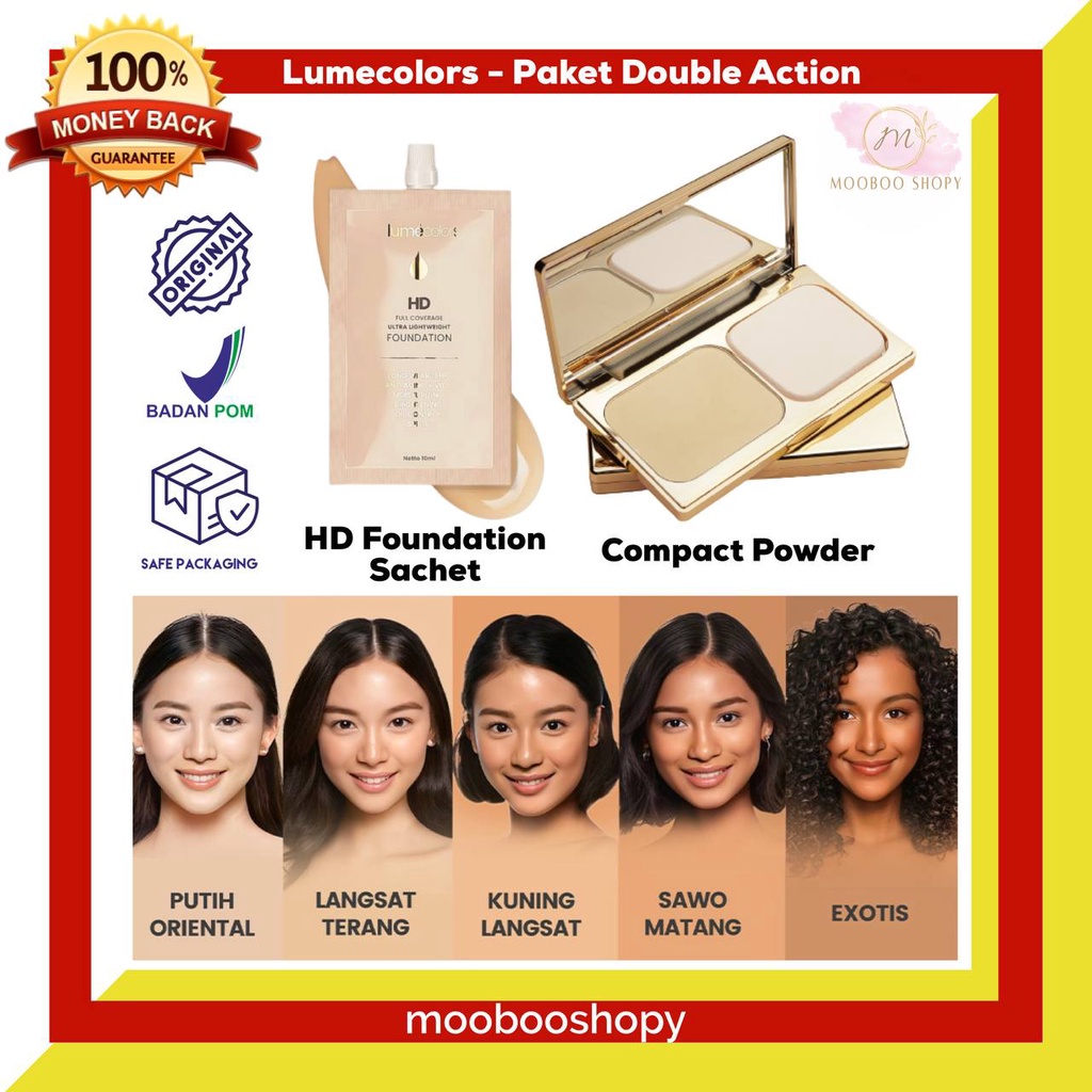 Jual Paket Lumecolors Double Action Set HD Foundation Compact Powder ...