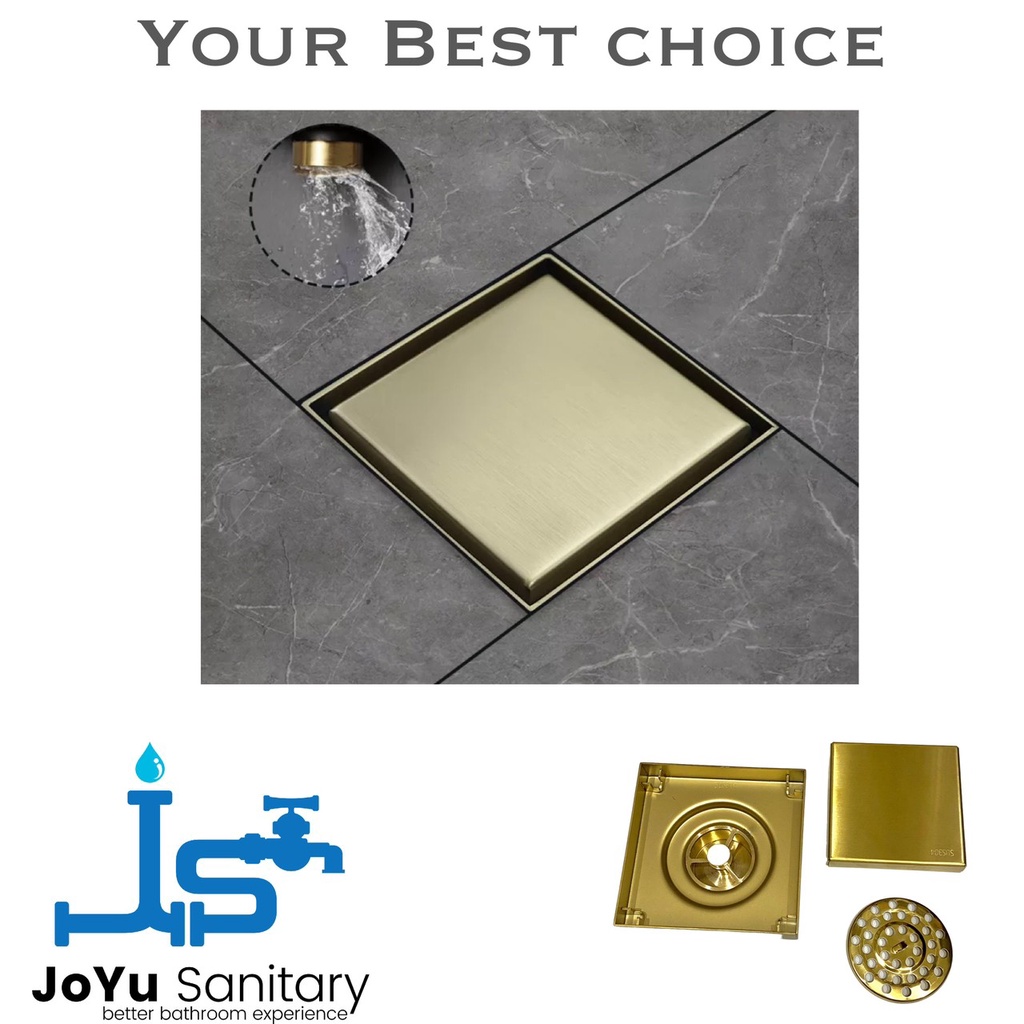 Jual Floor Drain Stainless 304 GOLD 10g-tile drainer 10x10 cm Saringan ...