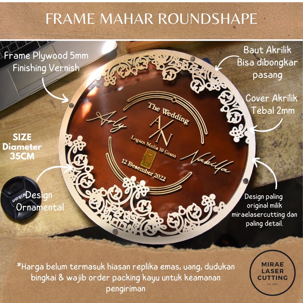 Jual Frame Mahar Round Endless Romance / Mahar Laser Cutting / Mahar ...