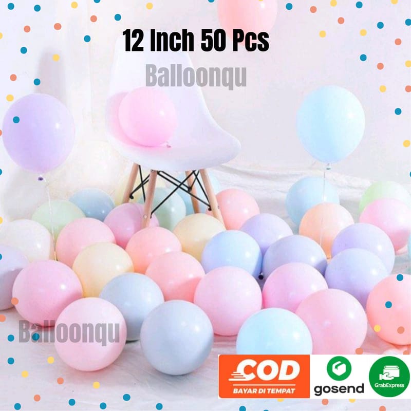 Jual Balon Macaron Pastel Bisa Campur warna Isi 50 Pcs / Balon Latex ...