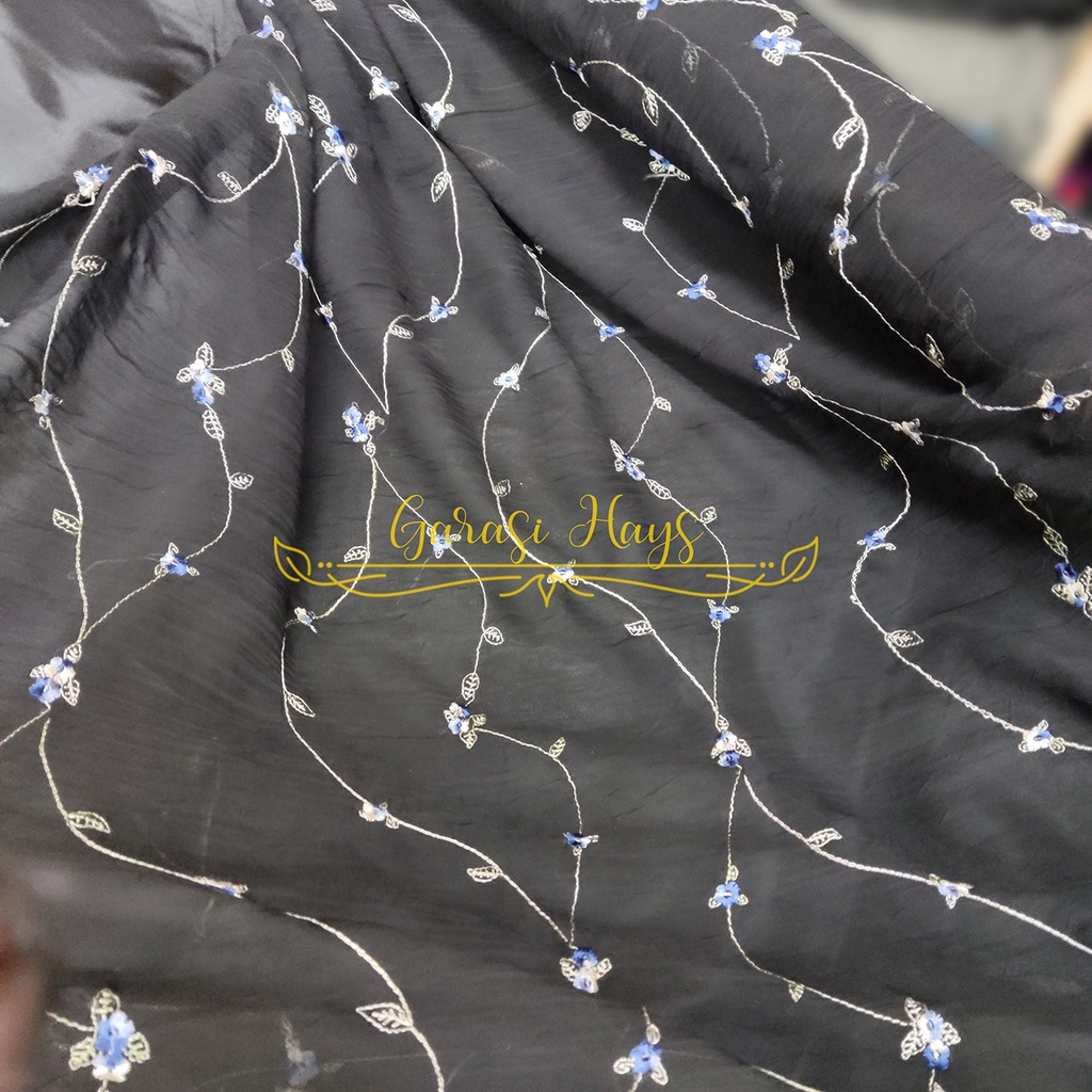 Jual Kain Embroidery Chiffon Sifon Yoryur Bordir Bunga Kecil Lebar 130 ...
