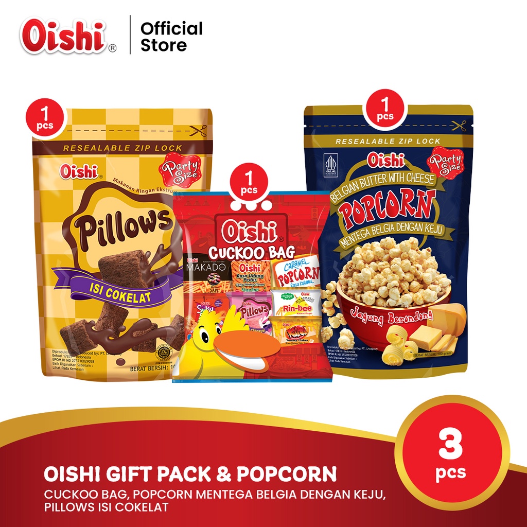 Jual Oishi Gift Pack + Popcorn + Pillows | Shopee Indonesia