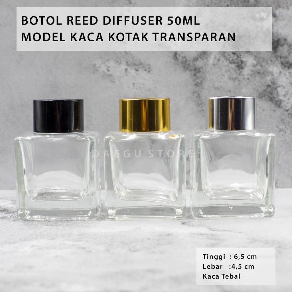 Jual Botol Reed Diffuser 50ml Kotak Persegi / Transparan Kaca Tebal Aromatherapy Pengharum ...