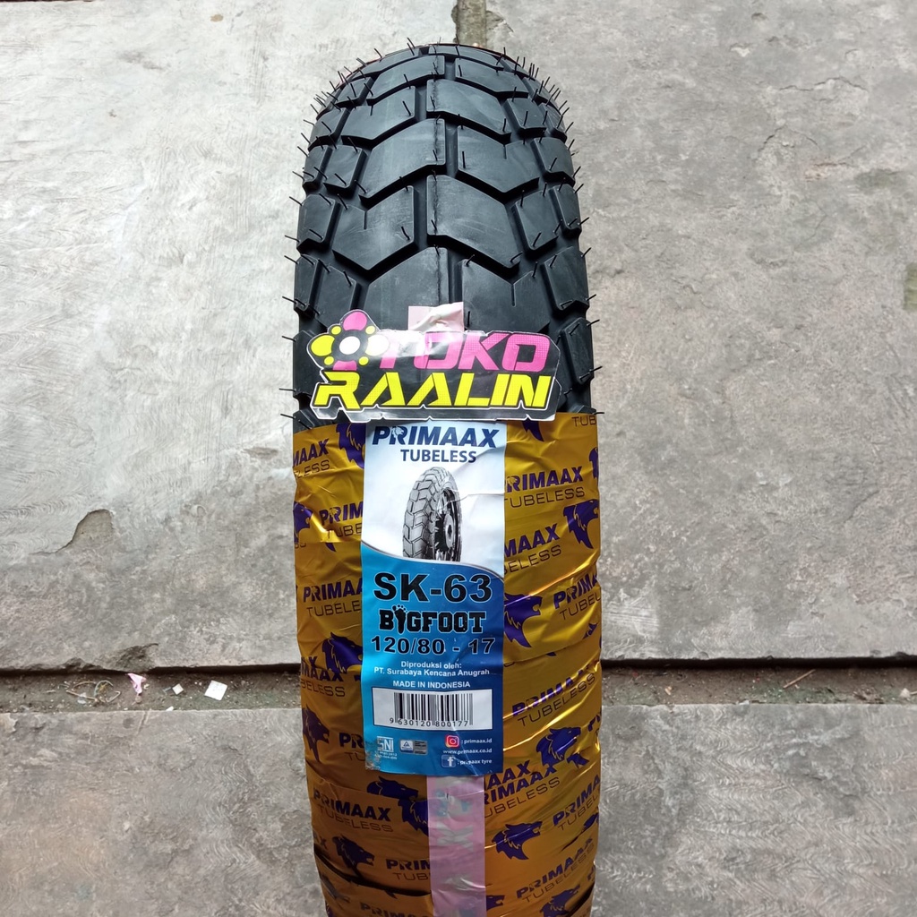 Jual Ban motor tubles ring 17 ukuran 120/80 primaax SK 63 BIG FOOT semi tril | Shopee Indonesia