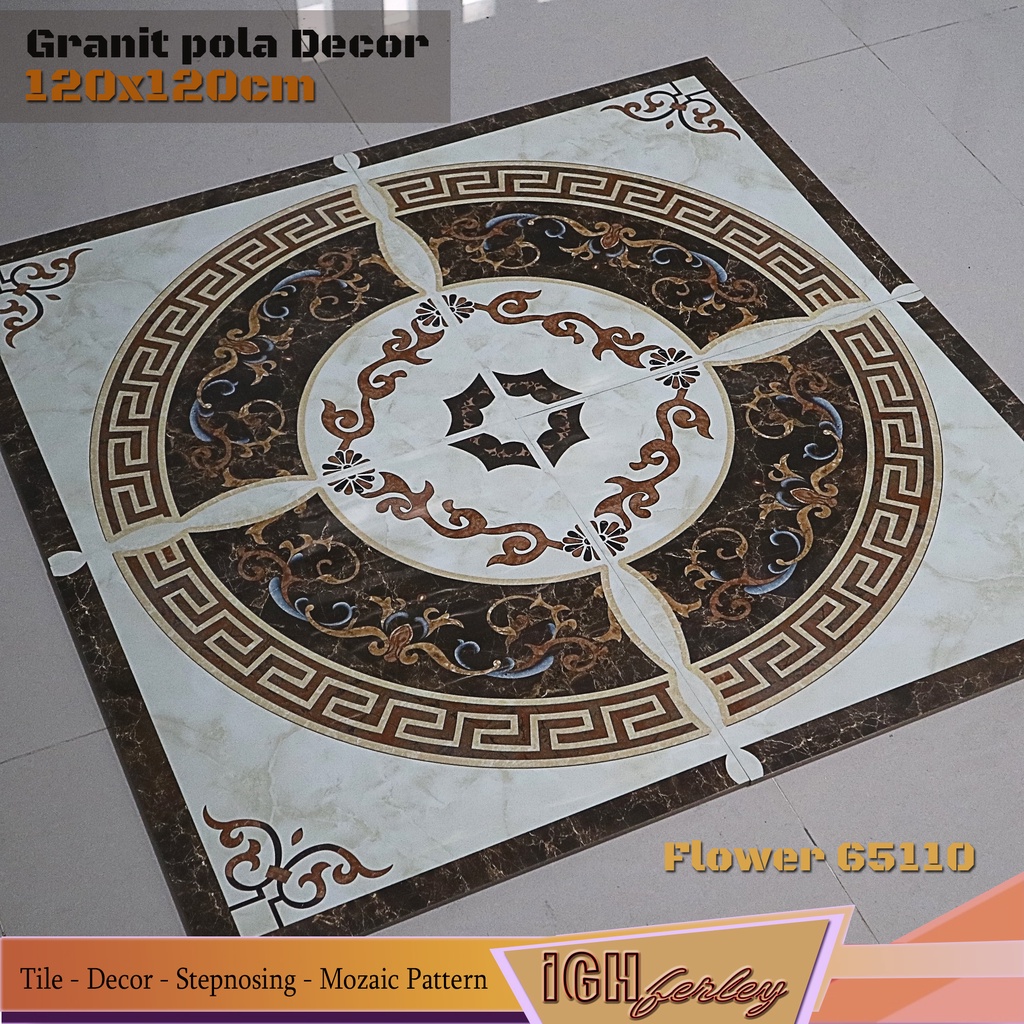 Jual Granit Decor 120x120 cm Pola Dekor Motif Flower Coklat Keren Murah ...