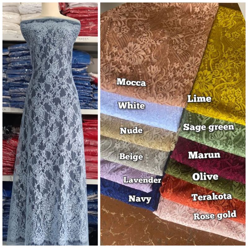 Jual Kain Brukat Semifrancis Chantily Katun Timbul Bahan Kebaya Brokat ...