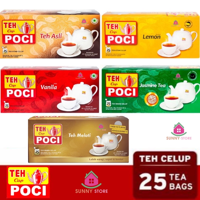 Jual Teh Cap Poci Celup Teh Wangi Asli isi 25 bags Teh Hitam Celup Asli ...
