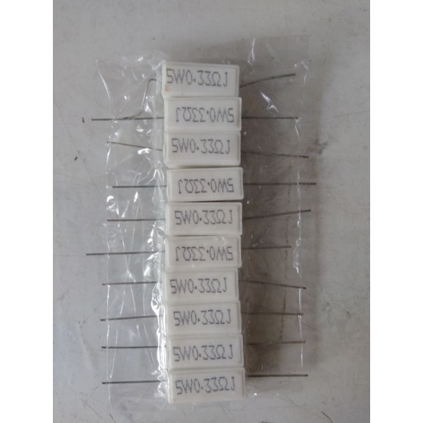 Jual 1 PACK isi 10 pcs RESISTOR KAPUR 5 W 0,33 ohm AXIAL CEMENT 5W 0,33ohm resistor | Shopee ...