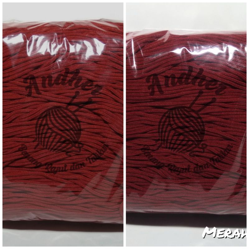 Jual Tali kur warna talikur 3mm MERAH bahan Polyester 250 gram, 500 ...