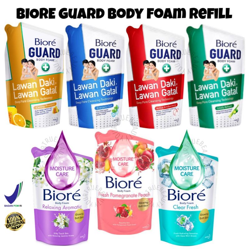 Jual Biore Guard Moisture Care Body Foam Active Antibacterial Enegertic Cool Caring Protect ...