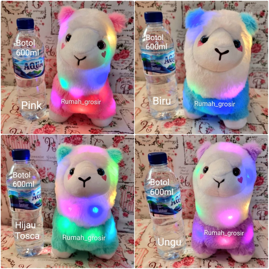 Jual Boneka Alpaca Llama Lucu Plush Mewah ukuran Kecil LED Lampu ...