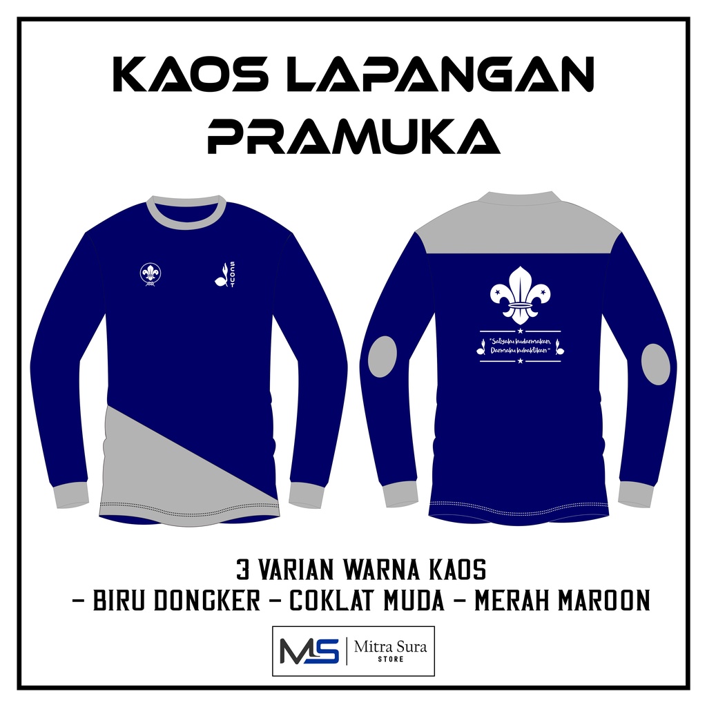 Jual KAOS LAPANGAN BAJU PRAMUKA PAKAIAN PDL SABLON SCOUT LENGAN PANJANG ...
