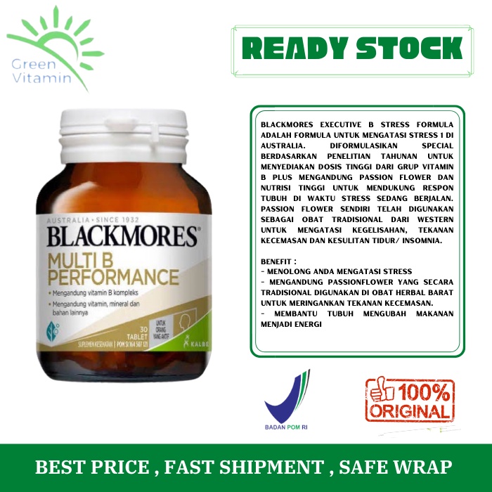 Jual Blackmores Multi B Performance ( 30 tablet ) - Vitamin B Complex | Shopee Indonesia