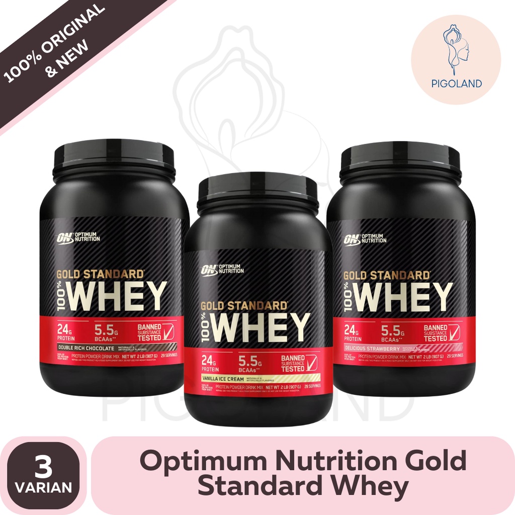 Jual Optimum Nutrition Gold Standard 100% Whey Protein Powder GS 2 lb Susu | Shopee Indonesia
