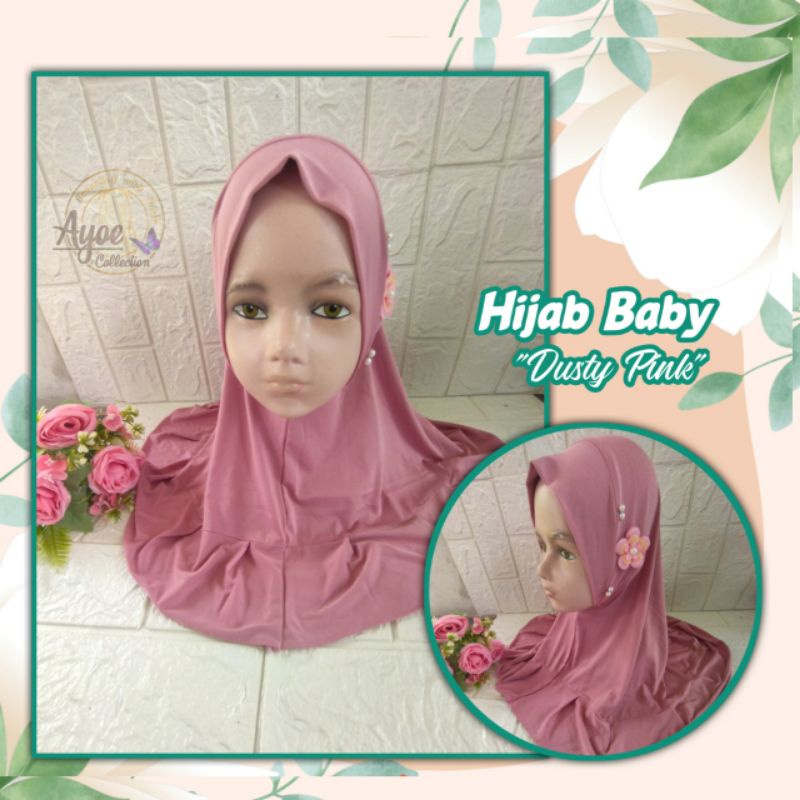 Jual JILBAB BAYI BUNGA MUTIARA Dusty Pink Jilbab bayi murah jilbab bayi ...